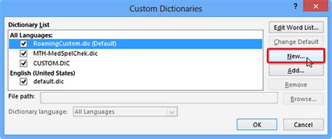 creating and editing custom dictionaries in powerpoint 2013 for windows
