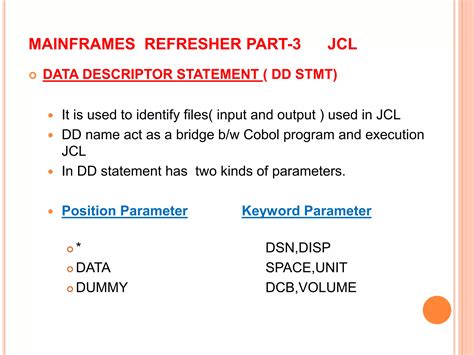 Mainframe Jcl Exec And Dd Statements Part 3 Pptx Programming Languages Computing