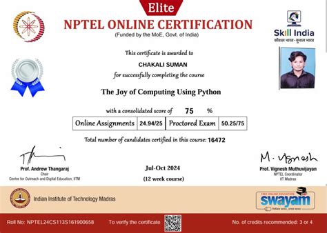 Python Nptel Achievementunlocked Silverbadge Lifelonglearning