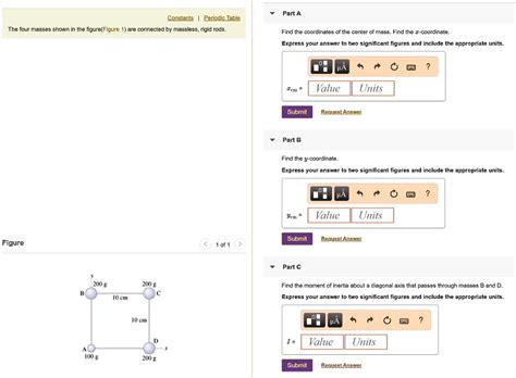 part a constants periodic table the four masses shown in the figure figure 1 are connected by