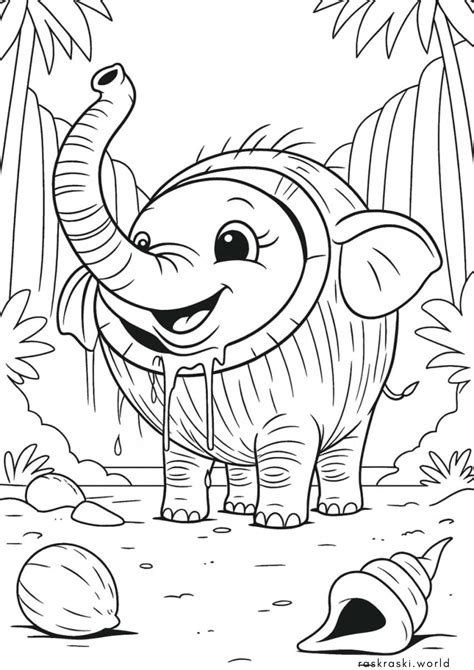 Раскраска Кокофанто Элефанто ⭐️ распечатать скачать бесплатно разукрашку для детей
