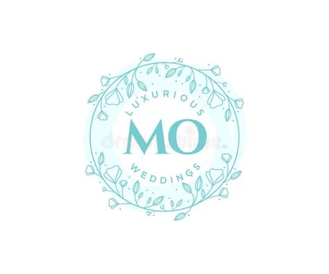 Mo Initials Letter Wedding Monogram Logos Template Hand Drawn Modern Minimalistic And Floral