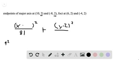 ⏩solved Write An Equation For The Ellipse That Satisfies Each Set Of… Numerade