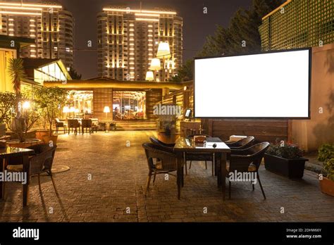 Cozy Modern Interior Of Restaurant Teahouse With White Projector