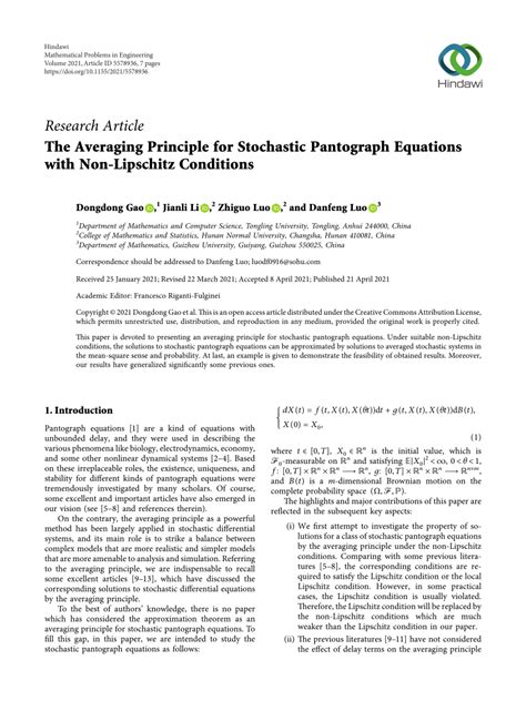 Pdf The Averaging Principle For Stochastic Pantograph Equations With