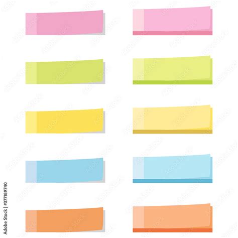 イラスト素材 付箋 付せん メモ ポストイット セット カラフル アイコン ベクター Stock Vector Adobe Stock