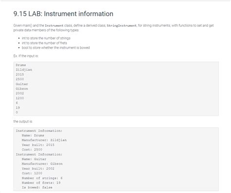 solved 9 15 lab instrument information given main and