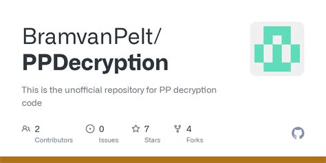 Github Bramvanpeltppdecryption This Is The Unofficial Repository For Pp Decryption Code