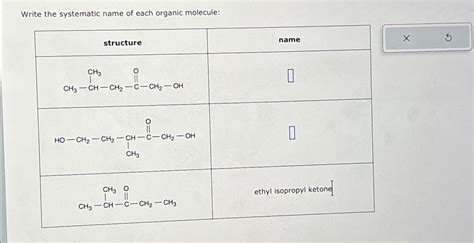 Solved Write The Systematic Name Of Each Organic Molecule