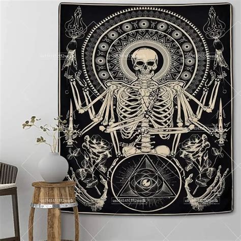 Gotisch Wandtapijt Met Schedel En Skelet Voor Kamer Gothic Shop