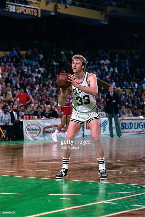 Larry Bird Of The Boston Celtics Shoots A Free Throw During A Game