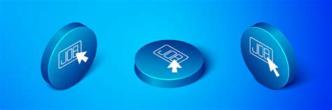 아이소메트릭 검색 작업 아이콘은 파란색 배경에 분리되어 있습니다 모집 또는 선택 개념입니다 인적 자원 및 비즈니스 채용 파란색 원 버튼입니다 벡터 3차원 형태에 대한 스톡