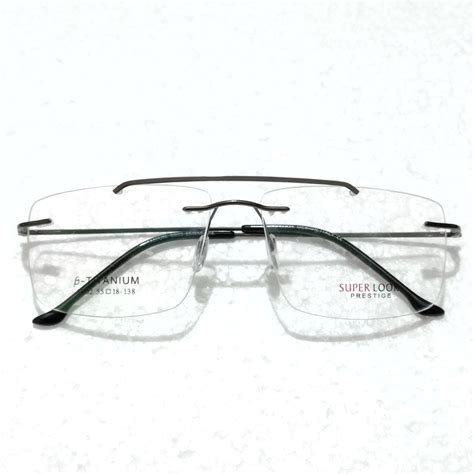 Grey Large Rectangle Rimless Glasses Frameless Specs For Single Vison