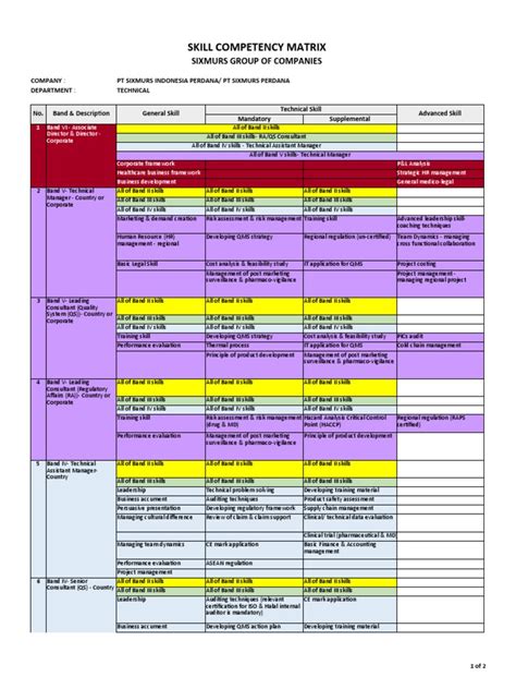 Skill Matrix Tech Team Pdf Quality Management System Medical Device