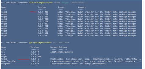 Nuget Package Provider Version Mismatch Rpowershell