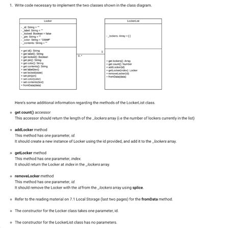 1 Write Code Necessary To Implement The Two Classes