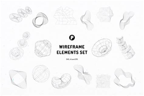 Black Wireframe Elements Set Graphic By Peterdraw Creative Fabrica