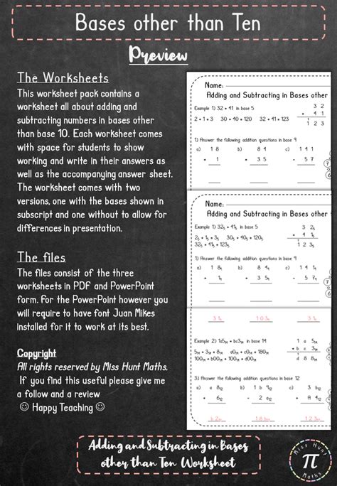 Bases Other Than Ten Adding And Subtracting Worksheet Teaching Resources