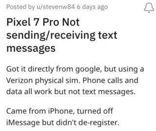 Google Pixel Pro Not Sending Or Receiving SMS Texts