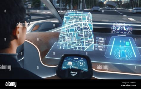 Futuristic Concept Stylish Businessman Setting Location On An Interactive Navigation App On An