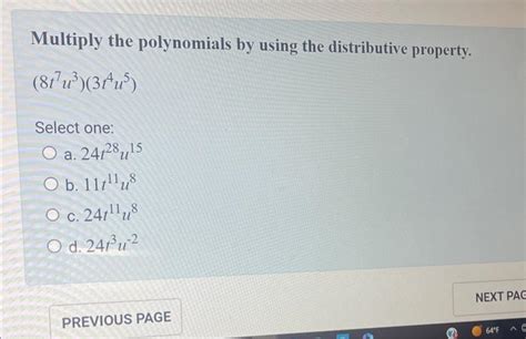 Solved Multiply The Polynomials By Using The Distributive