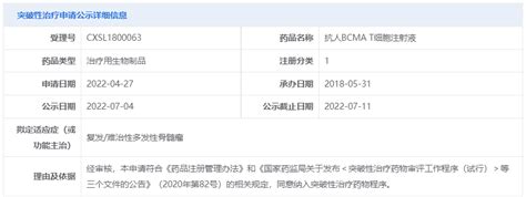 恒润达生bcma Car T拟纳入突破性疗法细胞治疗产业化