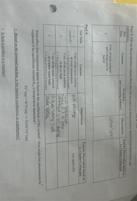 Solved Part 3 Fill Out The Predictions Column First Then
