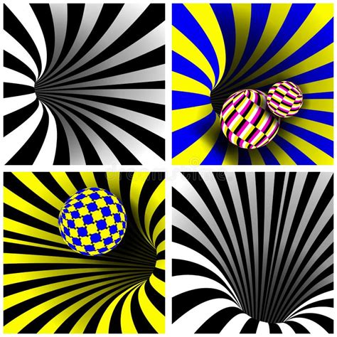 Spiral Vortex Set Vector Vector Optical 3d Art Spiral Twisted Vortex Tunnel Shape Tunnel