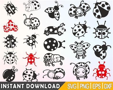 Ladybugs And Bugs Svg Clipart Set For Cricut Or Silhouette