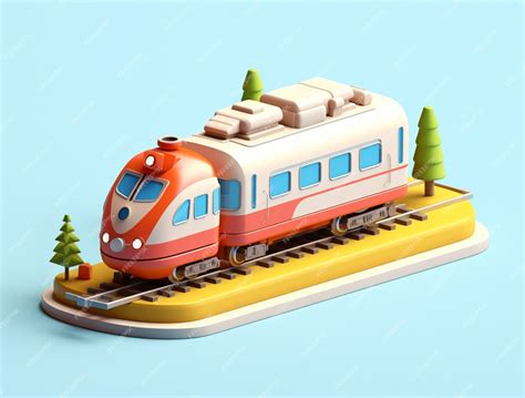 Free Ai Image View Of 3d Train Model On Tracks