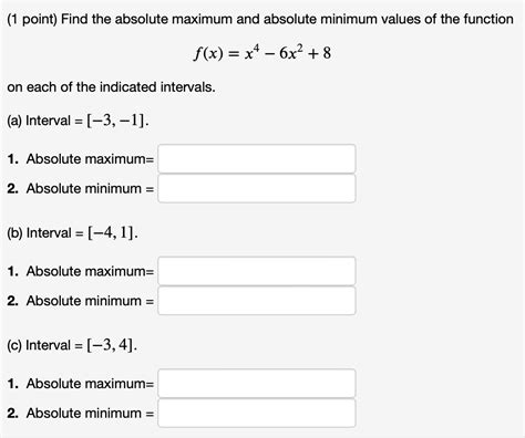 solved 1 ﻿point ﻿find the absolute maximum and absolute