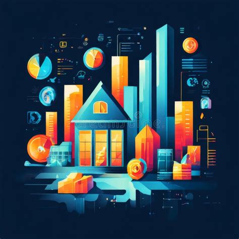 Futuristic Digital Cityscape With Abstract Buildings And Charts Stock Illustration
