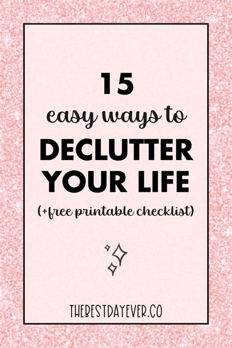 Effective Ways To Declutter Your Life Free Printable Checklist