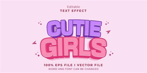 Premium Vector Editable Cutie Girls Text Effect
