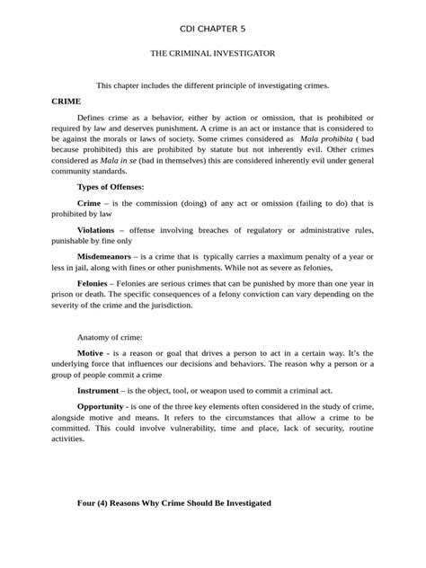 Cdi Chapter V Outline Group1 Pdf Miranda Warning Felony