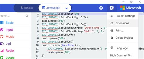 Microbit Lesson I C LCD Display Quad Store