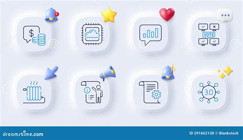 Web3 Analytical Chat And Radiator Line Icons For Web App Printing Vector Stock Vector