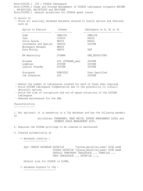 10g Sysaux Tablespace Pdf Oracle Database Databases