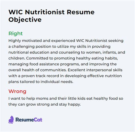 Top 16 Wic Nutritionist Resume Objective Examples