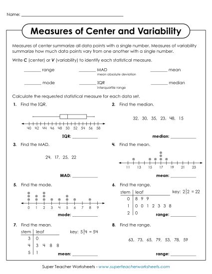 Measures Of Center And Variability