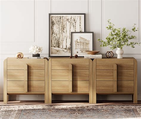 3 In 1 Wood Accent Cabinet With Drawers 945 Modern Credenza Storage