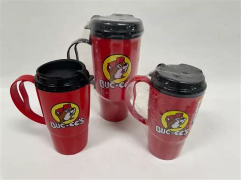 3 Buc Ees Hot Cold Red Thermo Refillable Beaver Travel Mugs 1 34oz And 2 16oz £56 60
