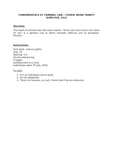 Course Work Llb 1 Trinity 1 Pdf Social Science