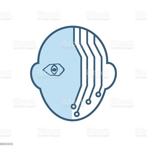 흰색 배경에 선 디자인 기술 회로 시스템 아이콘 디자인 Ui 생성을 위한 벡터 Ai 기호 개념 디자인 인공 지능 아이콘에 로봇 Ai 아이콘의 얼굴 감지기에 대한 스톡 벡터