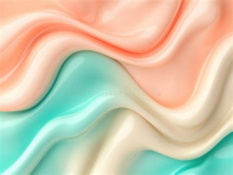 Flowing Liquid Like Waves In Pastel Peach And Turquoise The Serene And Fluid Movement Stock