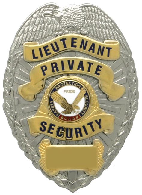 First Class Lieutenant Private Security Gold On Silver Shield Badge Security Uniform