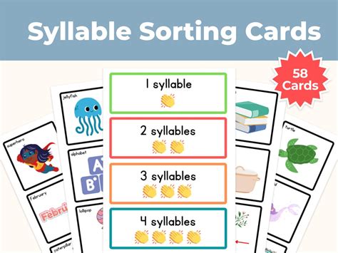 Syllable Syllables Sorting Cards Sorting Activity Grouping Syllables Kindergarten First