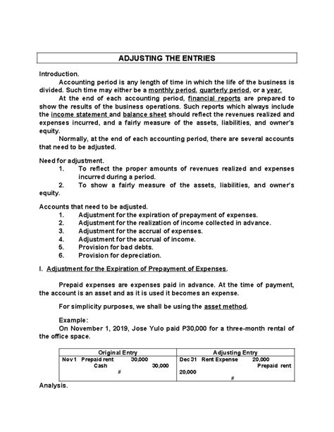 Lecture Abm1 V Notes Adjusting The Entries Introduction Accounting Period Is Any Length Of