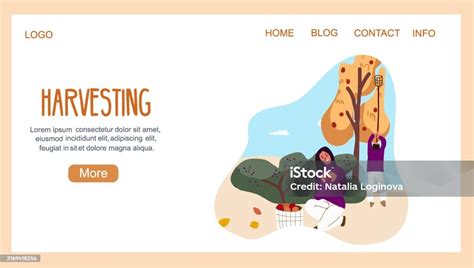 Landing Page Harvesting Vegetables Fruits Vector Illustration Hand Drawing Isolated On White