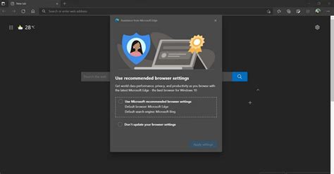 Microsoft Edge Nagging Users With Recommended Browser Settings Alert